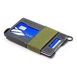 Trayvax Armored Summit Wallet, RFID Front Pocket Metal Credit Card Holder with Money Clip, Slim Minimalist Wallet for Men and Women, OD Green