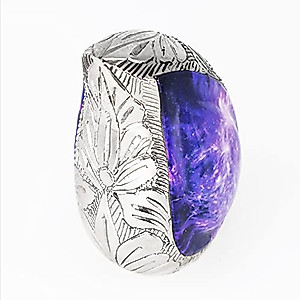 M MEILINXU Small Keepsake Urn for Human Ashes - Mini Cremation Urns for Ashes - Fits a Small Amount of Cremated Remains -Display Urn at Home or Office (Purple Starry Sky - Made of Brass Hand Engraved