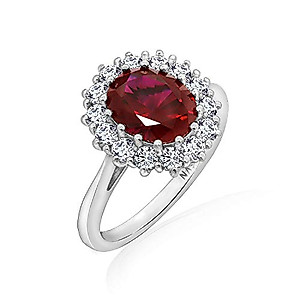 Amazon Essentials Platinum-Plated Sterling Silver Created Ruby with Infinite Elements Cubic Zirconia Accent Ring, Size 7, (previously Amazon Collection)