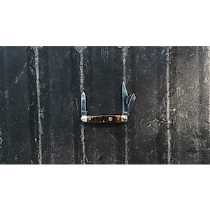 Old Timer Generational USA Series 34OTG Middleman Traditional Folding Pocket Knife with Stainless Steel Clip Point Blade, Sheepsfoot Blade, Pen Blade, Bone Handle, and Made in USA for EDC, and Outdoor