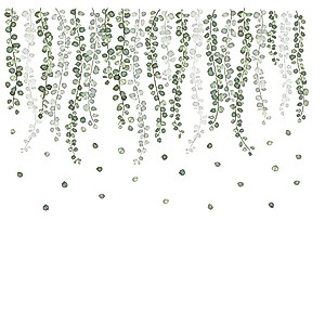 Prabahdak Eucalyptus Wall Stickers Green Leaves Vine Wall Decals Stickers Removable Peel and Stick Wall Art Decor for Sofa Background Living Office Room Baby Bedroom Kitchen Nursery Room Decorations