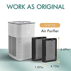 LV-H128 Replacement Filter Compatible with LEVOIT Filter Replacement LV-H128-RF and LEVOIT Air Purifier Filter LV-H128 for LEVOIT Air Purifier LV-H128 with HEPA and Activated Carbon Filter, 4-Pack