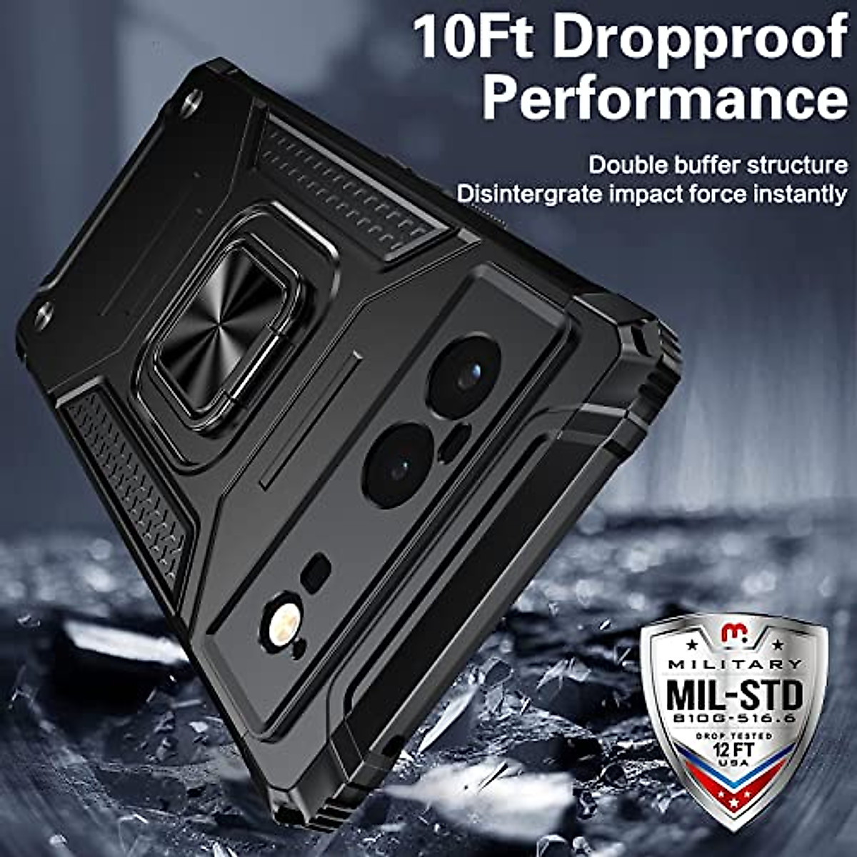 ANTSHARE for Google Pixel 6 Case with Screen Protector, Military Grade Dual Layer Shockproof Heavy Duty Protective Phone Case with Magnetic Kickstand Car Mount Holder for Pixel 6 5G 2021 6.4’’(Black)