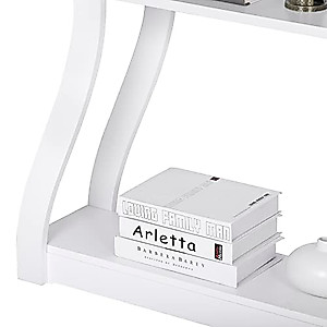 ZENY Console Table, Entryway Table with 3 Tier Storage Shelves, Narrow Long Sofa Table for Entryway, Living Room, Hallway, Couch, Foyer, White