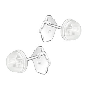 AUBE JEWELRY Hypoallergenic 925 Sterling Silver Cupcake Stud Earrings Adorned with Crystal with Silicone Coated Push Backs for Girls and Women