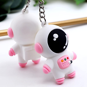 sunny seat Pink 3D Astronaut Outer Space Keychain Birthday Party Favors 24 Sets Cute Astronaut Goodie Gifts with Thank You Kraft Tags And White Gift Bags For Kid Birthday Party Supplies Give Away