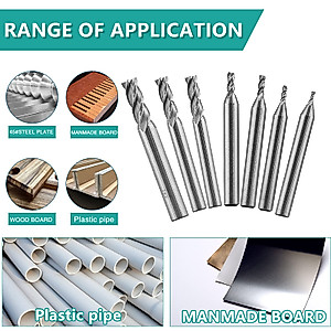 Aracombie 7pcs Straight End Mill Cutter Set, 4-Flute Drill Bit CNC Milling Bit Set, Square Nose HSS End Mill Metric Metal Router Bit Set for Wood Aluminum Steel (1.5mm 2mm 2.5mm 3mm 4mm 5mm 6mm)