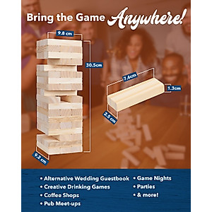 WE Games Wooden Block Stacking Party Game for Adults, Tumble Tower Wedding Guest Book Alternative, Tabletop Games, Includes Storage Case, 12 inches