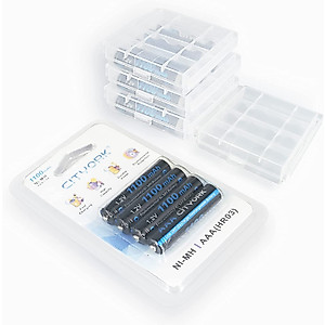 CITYORK AA AAA Rechargeable Batteries Combo Pack of 16, 8 PCS AA 3000mAh and 8 PCS AAA 1100mAh 1.2V Ni-MH Low Self Discharge Rechargeable Batteries with Battery Case Organizer