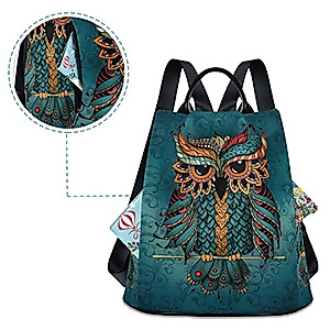 Owl Boho Aztec Backpack Purse for Women Anti-theft Back Pack Fashion Handbag with Adjustable Straps School Travel Bag Shoulder Bag