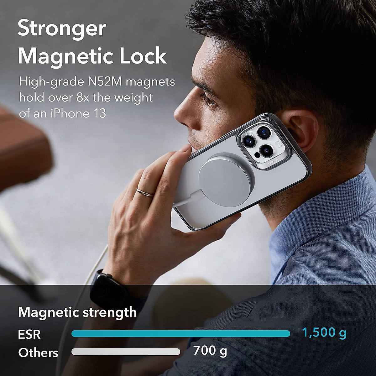 ESR for iPhone 13 Pro Max Case, Compatible with MagSafe, Built-in Camera Ring Stand, Military-Grade Protection, Magnetic Phone Case for iPhone 13 Pro Max, Classic Series, Clear Black