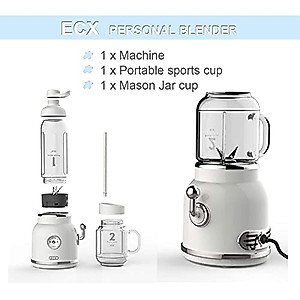 Homeleader Smoothie Blender Maker, Personal Blender for Shakes and Smoothies with 20.3 oz Tritan BPA-Free Travel Cup and Lid, Cream