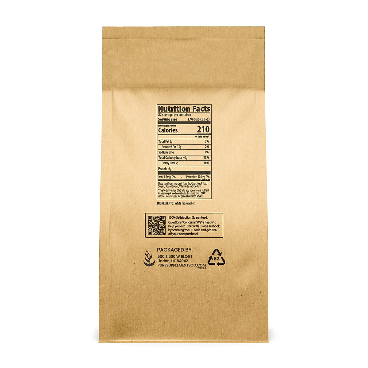 Pure Original Ingredients Hulled Millet (10 lb) Whole Grain, Hulled & Ready To Cook, Healthy Substitute For Rice