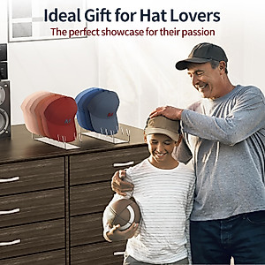 GoMaihe Hat Organizer for Baseball Caps: 2-pack Acrylic Hat Display Stand for Closet - Clear Cap Storage Holder for Ball Cap, Golf Cap, Trucker Hat - Install-free | Easy Grab | Minimalist