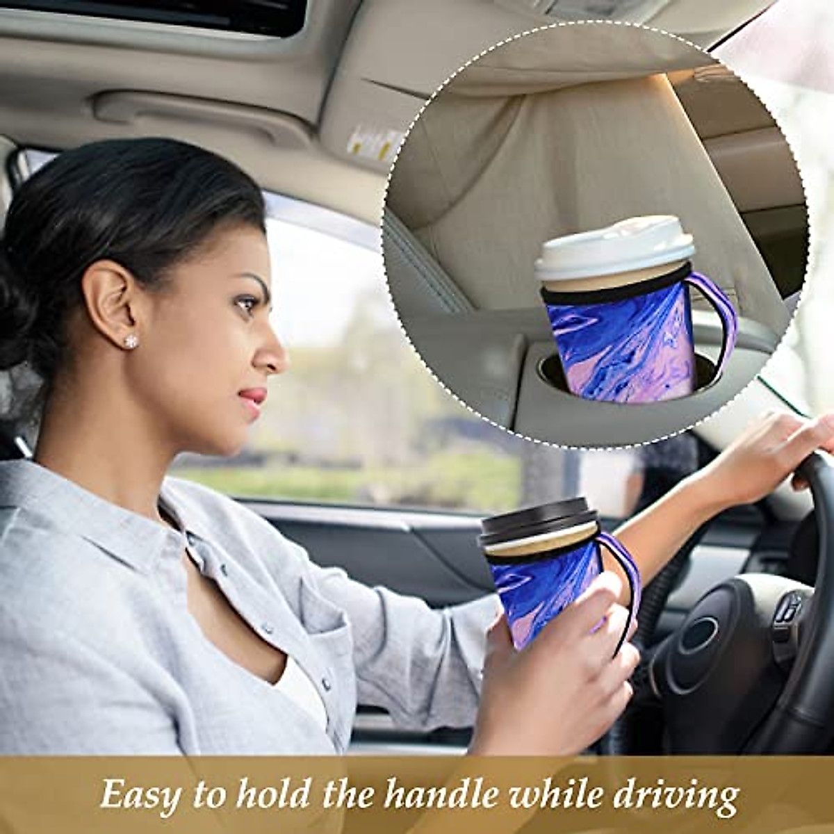 TIESOME Reusable Iced Coffee Insulator Sleeve with Handle, Cold And Hot Drink Neoprene Cup Sleeve Coffee Cup Holder Beverages Sleeve for Soda Latte Tea Other Coffee Cups(Marble)