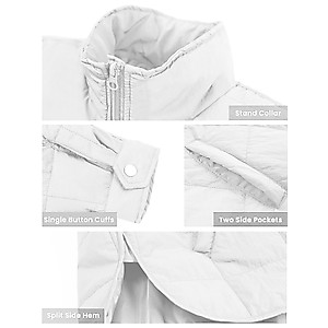 Muchpow Women's Lightweight Down Coat Long Sleeve Full Zipper Oversized Packable Short Puffer Jackets(White,Large)