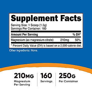 Nutricost Magnesium Citrate Powder (Unflavored, 250 Gram)