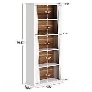 Tribesigns 70.9" Tall White Bookcase, 5-Tier Wood Bookshelf with Storage Shelves, Modern Free-Standing Library Book Shelving Unit for Living Room, Home Office (1)