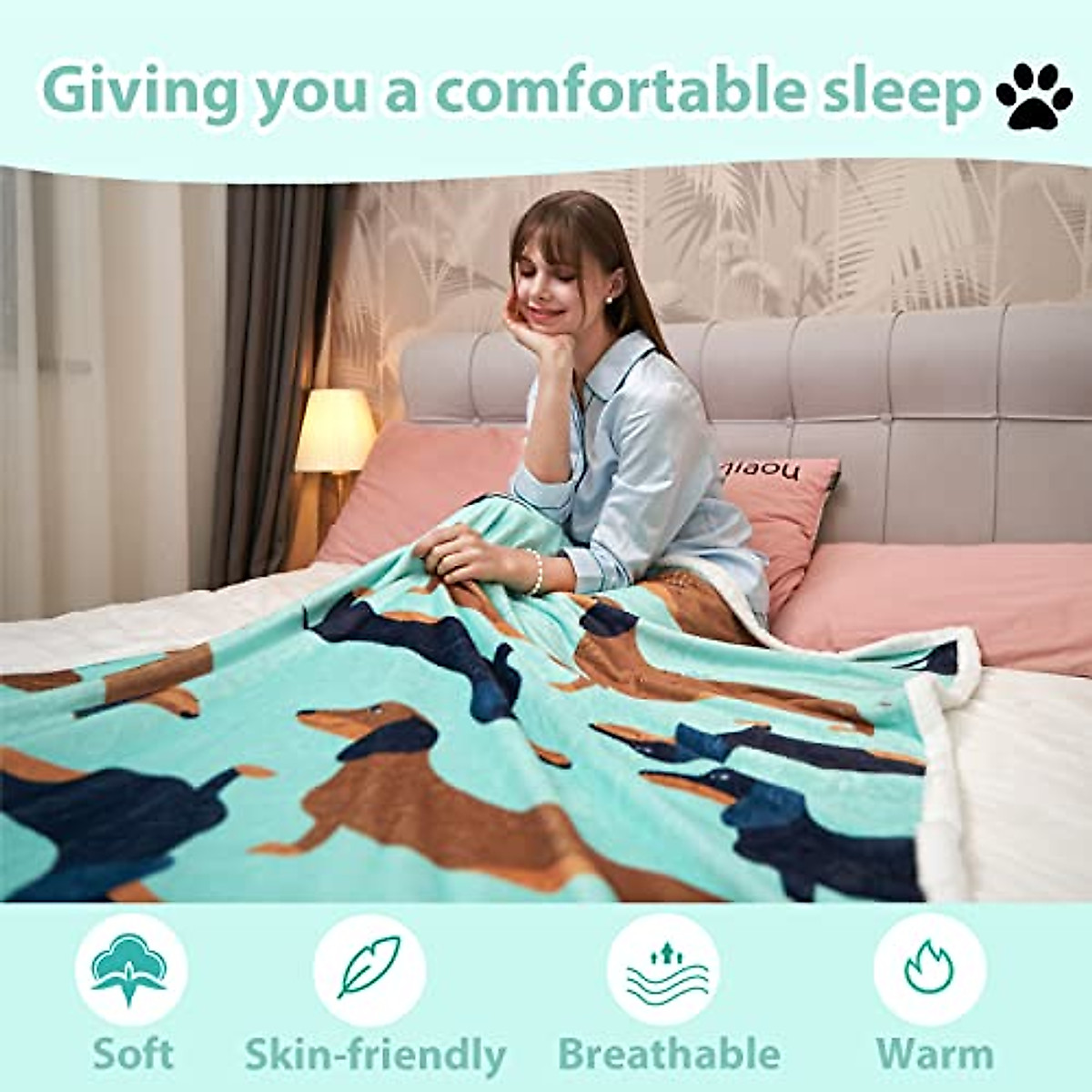 Anamee Dachshund Blanket Gifts for Mom from Daughter, Best Warm Cozy Flannel Dachshund Throw Blanket Gifts for Mom and Kids, Plush Wiener Sausage Dog Blanket Dachshund for Women