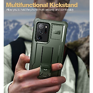 Dexnor for Samsung Galaxy Note 20 Ultra 5G Case, [Built in Screen Protector and Kickstand] Heavy Duty Military Grade Protection Shockproof Protective Cover for Samsung Galaxy Note 20 Ultra, Army Green