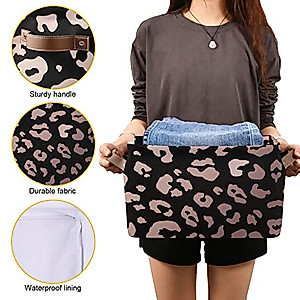 Gougeta Foldable Storage Basket with Handle, Rose Gold Leopard Print Animal Cheetah Rectangular Canvas Organizer Bins for Home Office Closet Clothes Toys 1 Pack