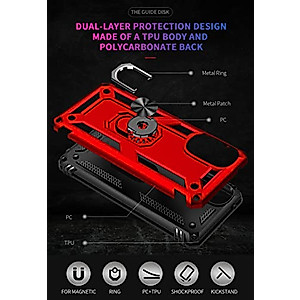 SunRemex Moto G 5G 2022 Case: Tempered Glass Screen Protector, Magnetic Ring Holder Kickstand, Military Grade - Red