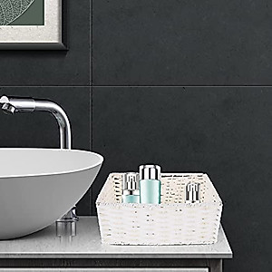 IMIKEYA Water Hyacinth Storage Baskets Woven Storage Basket Key Holder Shelf Basket Drawer Organizer Square Storage Basket Toilet Roll Basket