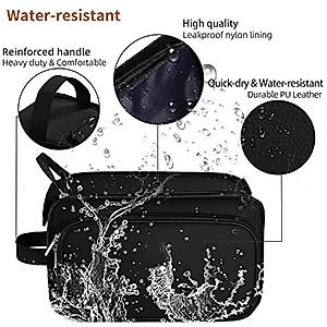 BURUIS Extra Large Toiletry Bag for Men, Travel Toiletry Organizer Dopp Kit Water-resistant Shaving Bag, PU Leather Cosmetic Organizer Bathroom Shower Bag for Toiletries, Grooming, Accessories (Black)