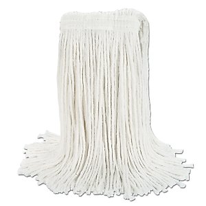 Boardwalk RM03024S Banded Rayon Cut-End Mop Heads, White, 24 oz, 1 1/4" Headband (Case of 12)