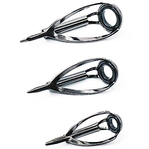 9KM DWLIFE Fishing Rod Tip Guide Repair Kit Pole Replacement Stainless Steel Ceramic Ring Saltwater Freshwater Mixed Size in a Box(40pcs)