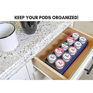 Polar Whale 2 Coffee Blue and Black Pod Storage Deluxe Organizers Tray Drawer Insert for Kitchen Home Office Waterproof Washable 4.5 X 11.75 Inches Holds 10 Each Compatible with Keurig K-Cup