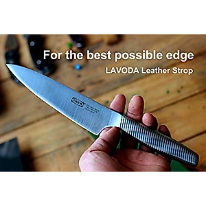 LAVODA Leather Strop Paddle for Knife Sharpening with Polishing Compound 3" by 15" Large Double Sided Stropping Kit -Knife Strop Stropping Block and Stropping Compound for Honing Woodworking