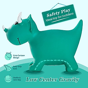 INPANY Dinosuar Bouncy Horse Hopper for Toddlers-Hopping/Hoppity/Bouncing/Bounce Horse, Jumping Horse, Inflatable Ride-on Animal Toy for Kids/Children/Boys/Girls (Pump Included)