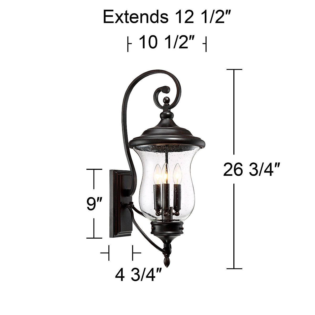 Franklin Iron Works Carriage Traditional Outdoor Wall Light Fixture LED Dimmable Bronze 26 3/4" Clear Seedy Glass for Exterior House Porch Patio Outside Deck Garage Yard Front Door Garden Home