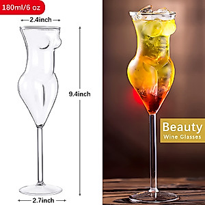 USEEKRIL Wine Glasses Body Glasses Set of 4 Creative Cocktail Glass Beauty Lady 6 oz Whiskey Drinking Glasses Champagne Goblet for Lady's Night Party Home Bar