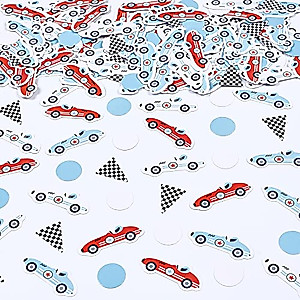 Vintage Race Car Birthday Decorations - 200 Pcs Racing Car Confetti, Vintage Race Car Confetti for Table, Retro Let's Go Racing Theme Baby Shower Birthday Party Table Decor Supplies