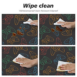 Kuilepa Gamepad Joystick Game Round Tablecloth,Waterproof Elastic Fitted Table Covers for Picnic, Camping, Dining, Indoor and Outdoor-Small