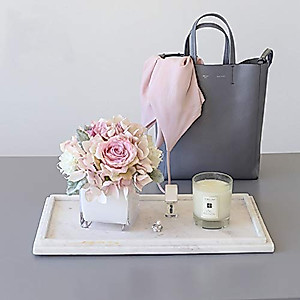 G Home Collection Plush Pink Rose Hydrangea Floral Arrangement in Glass Vase