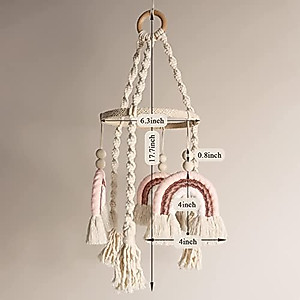 Baby Mobile for Crib - Rainbow Baby Mobile - Crib Mobile for Girls - Boho Crib Mobile - Boho Nursery Decor - Mobile for Bassinet, Pack N Play - Pink