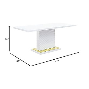 Acme Gaines Wooden Rectangular Top Dining Table in White High Gloss