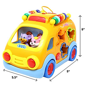 JOYIN Musical Toy, Baby Toy with 3D Animals Shapes, LED Light Up Car for Kids, Infant, Toddler, Interactive Learning Toy, Educational Toy, Easter Basket Stuffers and Gifts