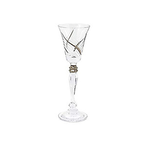 Glazze Crystal Set of 6 Handcrafted Cordial Glasses with Hand Painted Real platinum - Hand Cut wavy Trimming - Luxurious Gift for Men and Women - 6"H 2oz