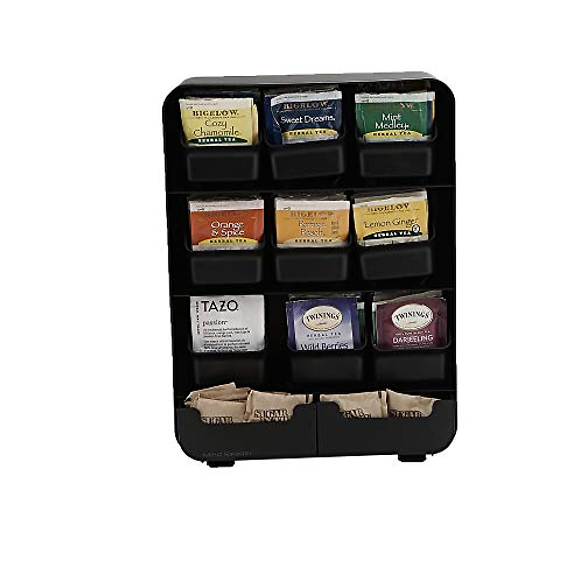 Mind Reader 9 Removable Drawers Tea Bag holder and Condiment Organizer, Black