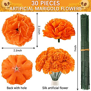 Marigold Garland for Decoration, 1 LED Marigold Garland String Lights with 30 Marigold Flowers for Day of The Dead Decorations Halloween Decorations