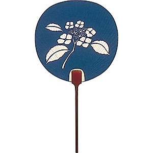 塩見団扇 Shiomi Fan 2403 Hydrangea Fan (Navy) 8.7 x 15.7 inches (22 x 40 cm)