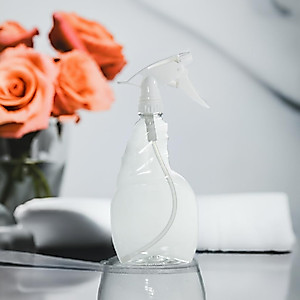 JUVITUS 16 oz Clear Plastic Industrial Heavy Duty Bottle with White Spray (2 Pack) + Labels