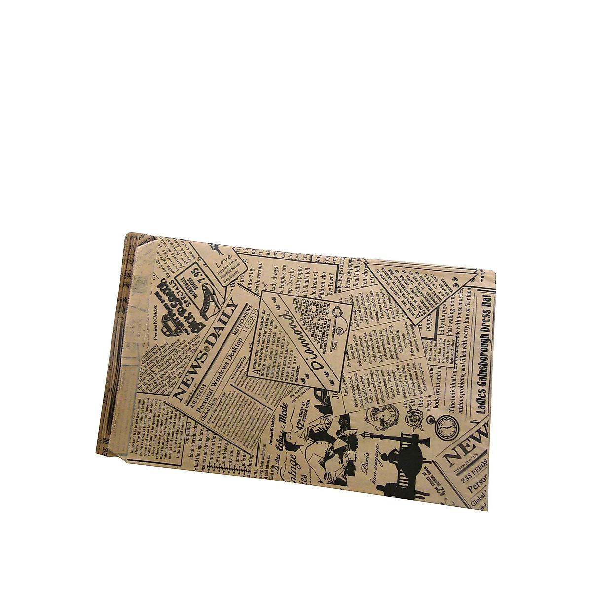 50 Qty 6" x 9" Newspaper Print Flat Plain Paper Gift Bags or Patterned Decorative Bags for candy, cookies, merchandise, pens, Party favors, showers, holidays, events and gifts