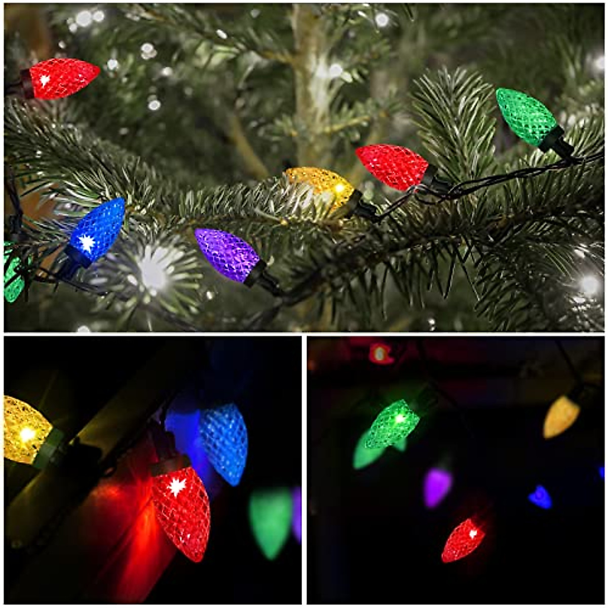 Anycosy Christmas Lights, 32.8 Ft 50 LED C9 Christmas Lights with Timing Function Waterproof and Connectable Plug for Home Party Garden Decor Outdoor Christmas Decorations WC-50
