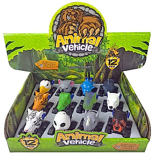 Liberty Imports 12 Pack Monster Truck Pull Back Cars, Large Animal Toy Pullback Vehicles Party Favors Play Set for Kids, Boys, Toddlers