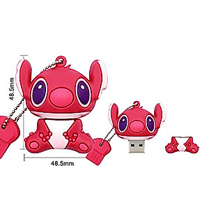 Novelty Stitch Pink Shape Design 16GB USB 2.0 Flash Drive Cute Memory Stick Stitch Thumb Drive Data Storage Pendrive Cartoon Jump Drive Gift (Stitch pink-16GB)